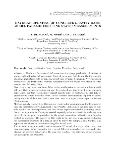 Pdf Bayesian Updating Of Concrete Gravity Dams Model Parameters Using Static Measurements