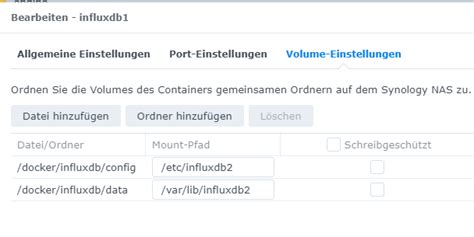 aus docker influxdb mit adapter backitup sichern