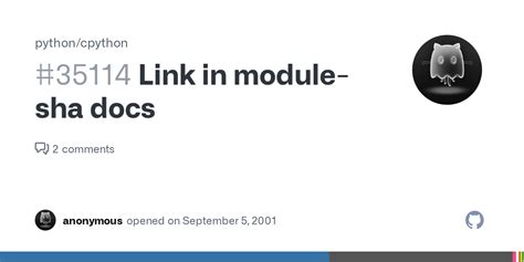 Link In Module Sha Docs · Issue 35114 · Pythoncpython · Github