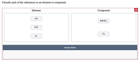solved classify each of the substances as an element or