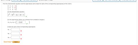 Solved Find The Characteristic Equation And The Eigenvalues