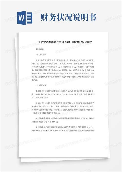 财务状况说明书范例Word模板下载 编号lexpxjdb 熊猫办公