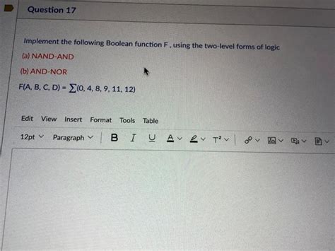 Solved Question Implement The Following Boolean Function Chegg