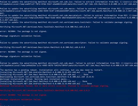 fail to install maui from main branch with error package signature