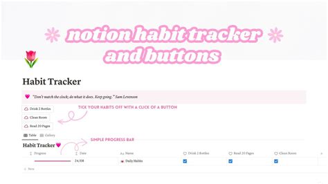 2023 Notion Tutorial☁️💻 Notion Habit Tracker With Progress Bars Buttons Youtube