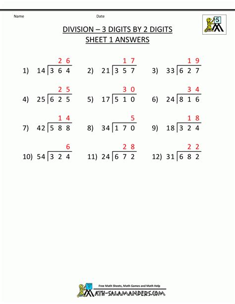 Free Printable Long Division Worksheets