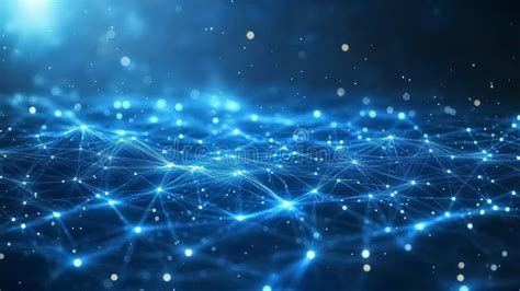 Abstract Blue Network Connection Dots Lines High Quality Image Stock