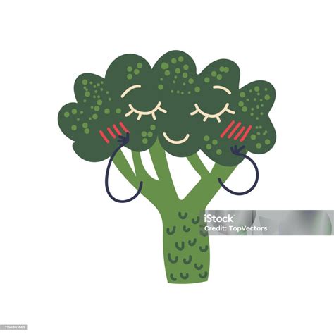 웃는 얼굴 사랑 스러운 재미 야채 만화 캐릭터 벡터 일러스트 레이 션과 귀여운 브로콜리 건강한 식생활에 대한 스톡 벡터 아트 및 기타 이미지 건강한 식생활 귀여운