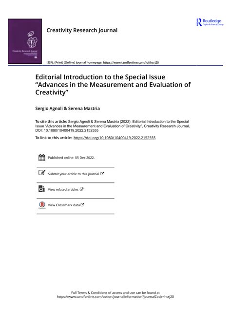 Pdf Editorial Introduction To The Special Issue “advances In The Measurement And Evaluation Of