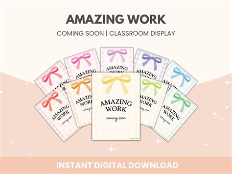 Pastel Bow Classroom Display Posters Rainbow Classroom Decor Digital