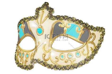 嘉年华面具金绘花饰装饰蓝色和红色的加载项高清摄影大图 千库网