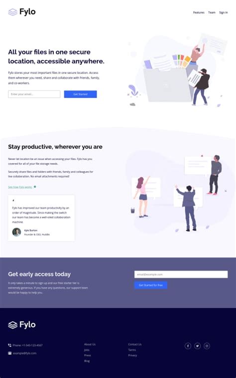 Frontend Mentor Fylo Landing Page With Two Column Layout Coding Challenge Solution