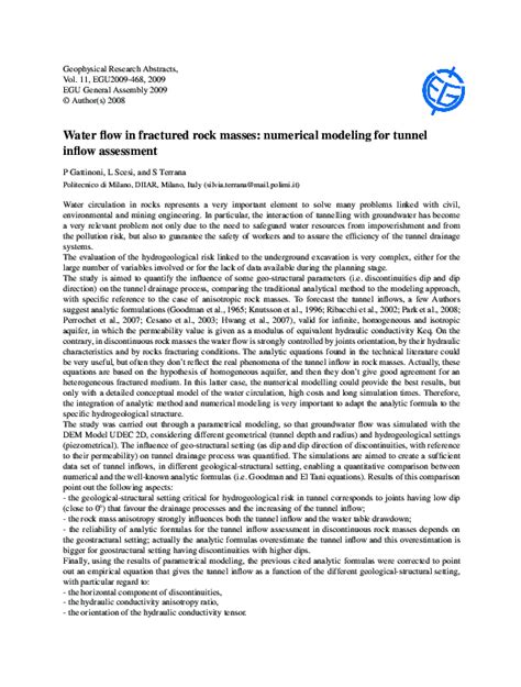 Pdf Water Flow In Fractured Rock Masses Numerical Modeling For
