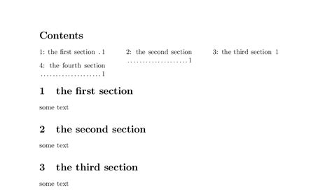 How To Create A Multiple Column Table Of Contents Tex Latex Stack