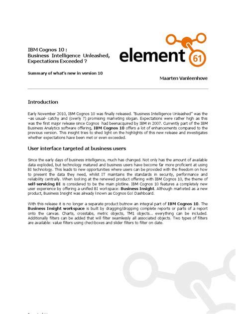 Pdf Element61 Insight Ibm Cognos 10 What Is New Dokumen Tips