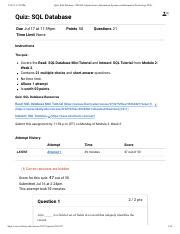 SQL Database Quiz For CSIS100 Distance Learning Course Course Hero
