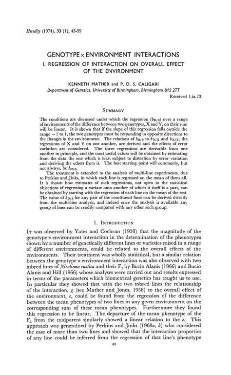 Pdf Genotype × Environment Interactions