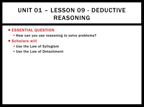 Unit Lesson Deductive Reasoning