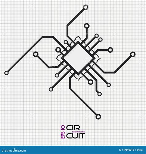 Circuit Board Chip Icon Abstract Flat Cpu Illustration Stock Vector