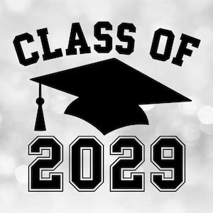 Educational Clipart Black Class Of 2029 Arched College Style Letters