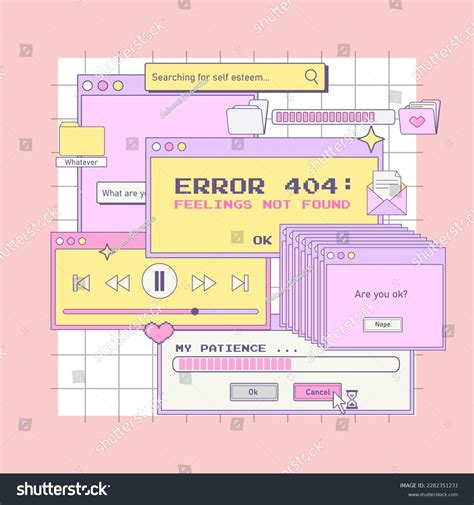 Old Computer Aesthetic Cute Nostalgic S Stock Vector Royalty Free Shutterstock