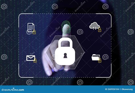 Cybersecurity Concept To Protect Information On Internet Network Businessman Scan Fingerprint