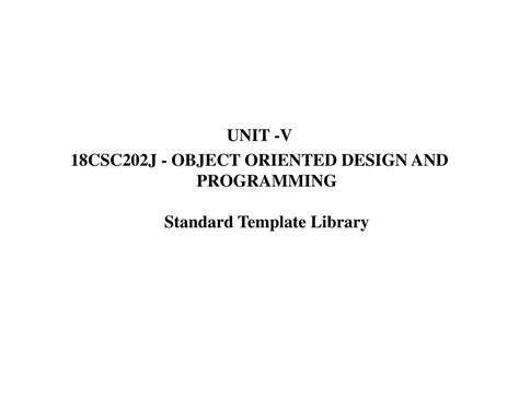 Oops Unit 5 Ppt Unit V 18csc202j Object Oriented Design And