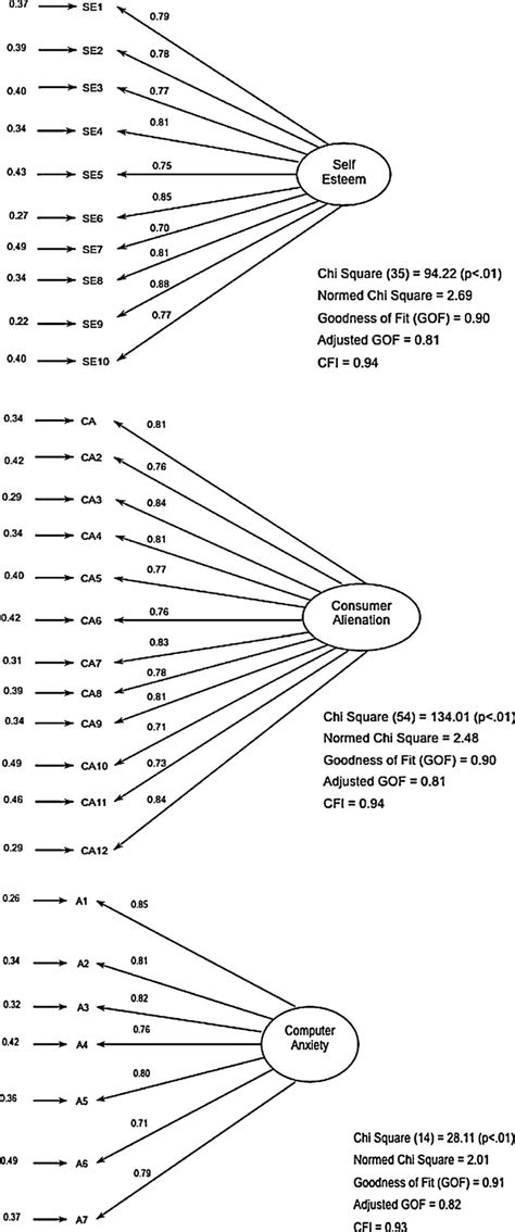 Measurement Model Of Exogenous Constructs Self Esteem And Consumer