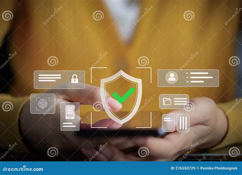 Online Privacy Security Concept Female Hand Scanning Fingerprints On Mobile Phone To Pass