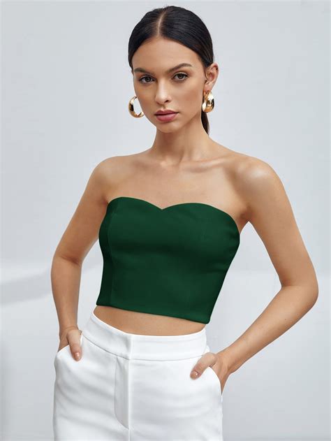 Shein Zip Back Crop Tube Top Cropped Tube Top Dress Design Drawing Tops