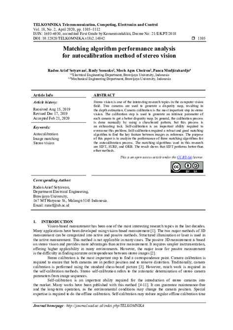 Pdf Matching Algorithm Performance Analysis For Autocalibration