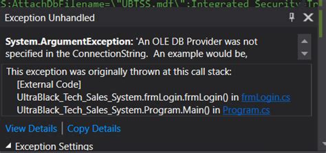 C Oledbconnection Wont Connect To Local Database Mdf File When