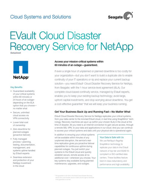 Evault Cloud Disaster Recovery Service Netapp Pdf Cloud Computing