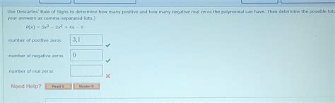 Solved Use Descartes Rule Of Signs To Determine How Many