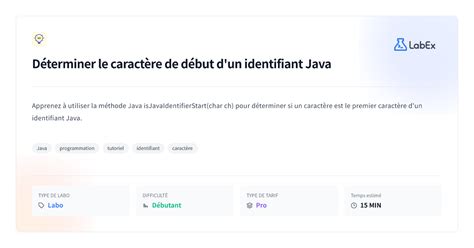 Déterminer Le Caractère De Début Dun Identifiant Java Labex
