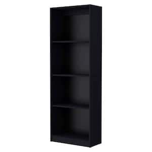 Homeroots 711 In Tall Black Engineered Wood 5 Shelf Standard Bookcase