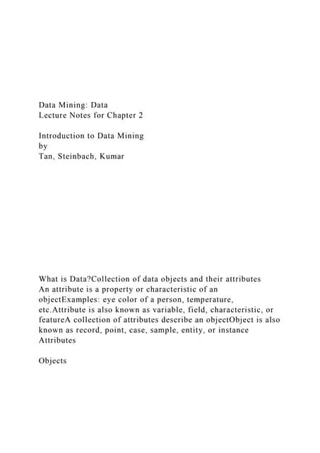 Data Mining Datalecture Notes For Chapter 2introducdocx