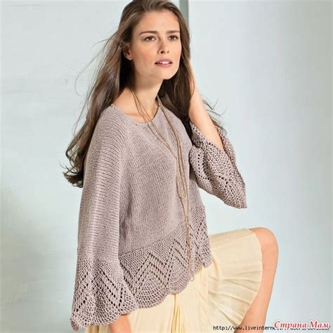 Джемпер со связанными поперек ажурными планками Модели Вязание крючком узоры для свитера