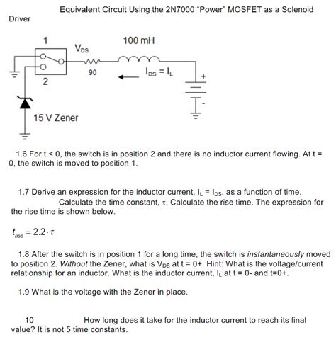 Solved Equivalent Circuit Using The 2n7000 Power Mosfet As 52 Off