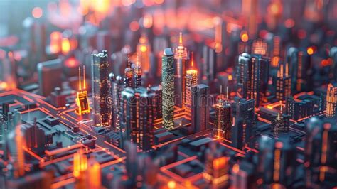 Abstract Visualization Of AI Driven Urban Planning Solutions Stock