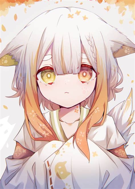 猫耳 和服 眼泪 异色瞳图片 尺寸1998x2793 BoBoPic