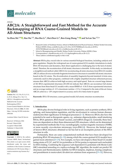 Pdf Abc2a A Straightforward And Fast Method For The Accurate Backmapping Of Rna Coarse