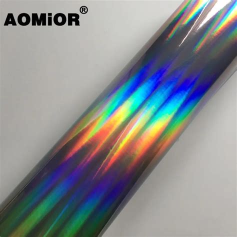 Prem Chrome Silver Black Holographic Vinyl Wrap Decal For Car Wrapping