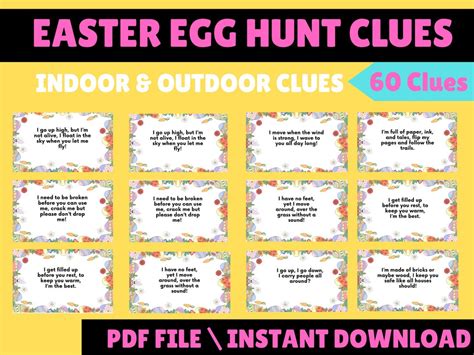 Easter Egg Hunt Scavenger Hunt Clue Cards Easter Printable Activity