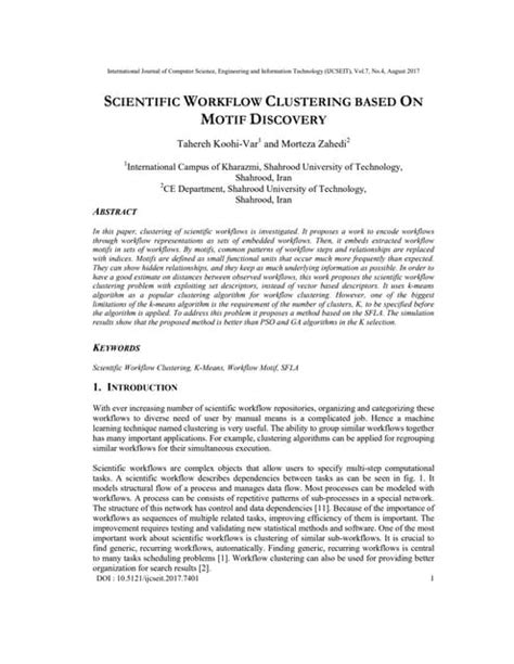 Scientific Workflow Clustering Based On Motif Discovery Pdf