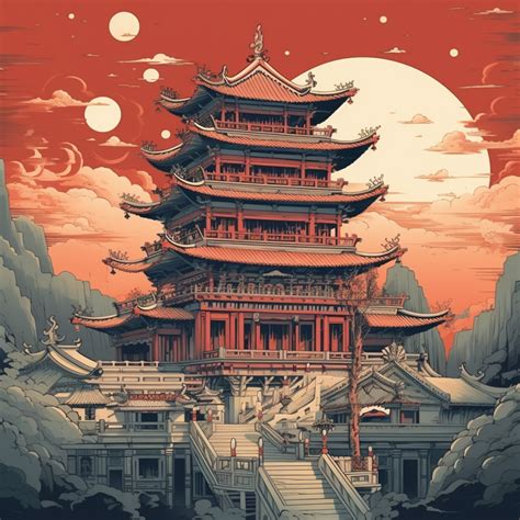 微缩建筑古风山水树木建筑壁纸下载编号614810740985044801 设图网