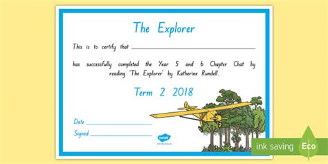 FREE Term 2 Week 1 Year 5 And 6 Chapter Chat Completion Certificate To