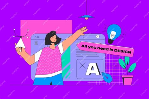 Premium Vector Web Design Concept In Modern Flat Design Woman Creating Wireframe Interface And