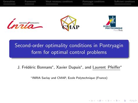 Ppt Second Order Optimality Conditions In Pontryagin Form For
