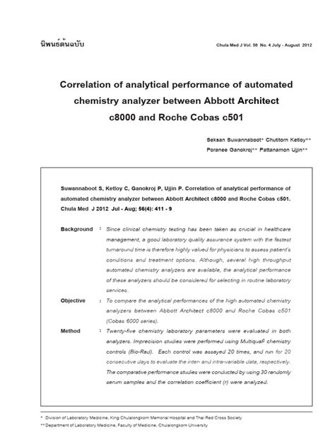 Chemistry Analyzer Between Abbott Architect And Cobas Pdf